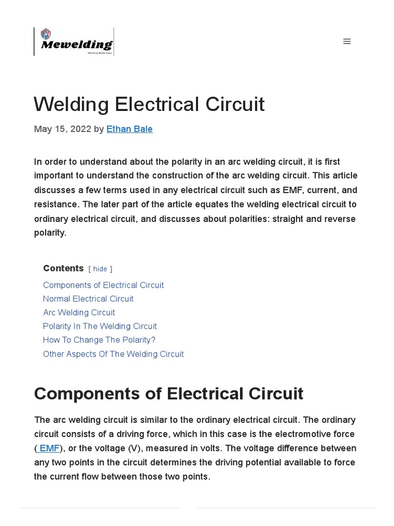 Welding Electrical Circuit | PDF | Voltage | Electric Current