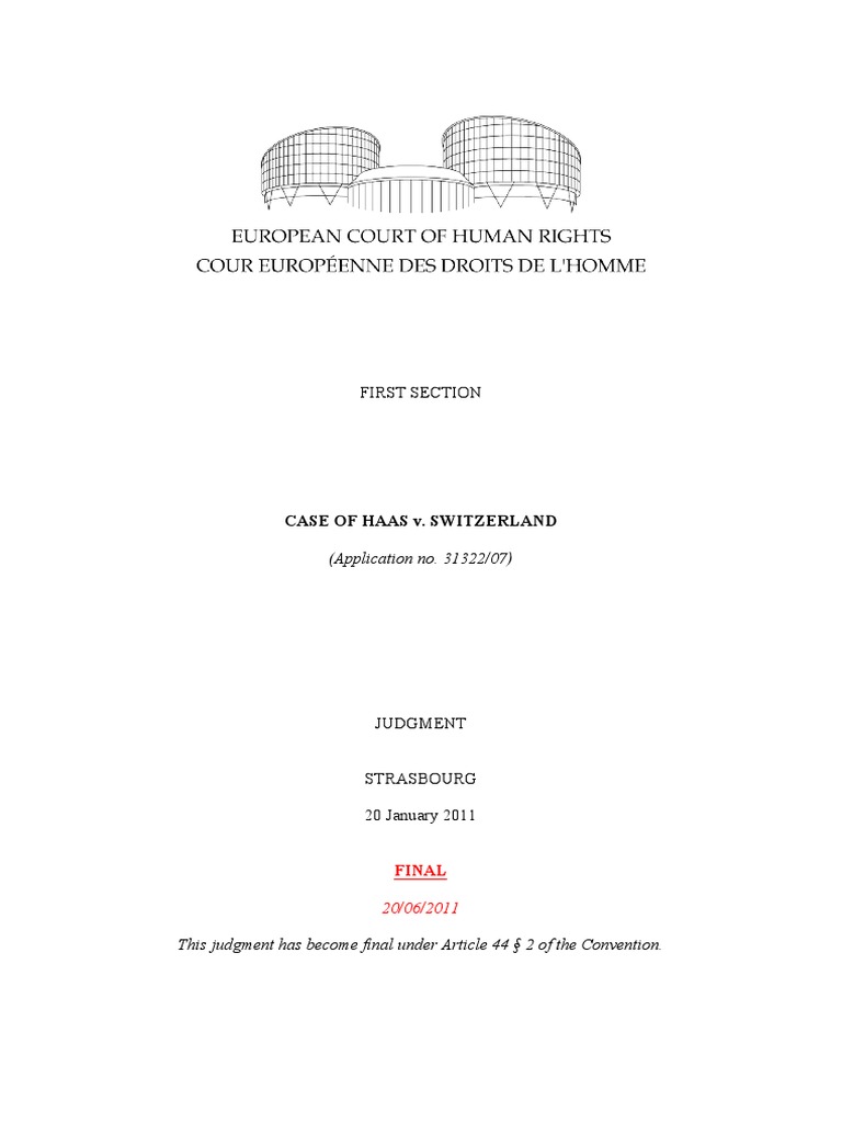 CASE OF HAAS v. SWITZERLAND | Download Free PDF | European Convention ... CASE OF HAAS v. SWITZERLAND | Download Free PDF | European Convention ...