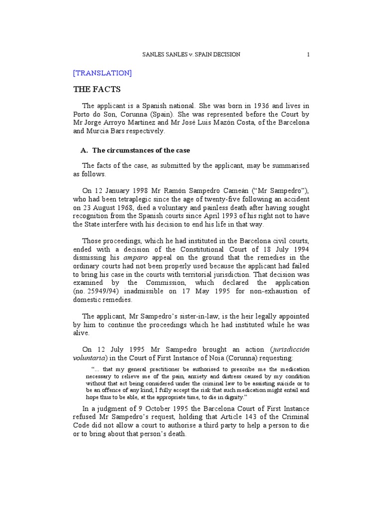 SANLES SANLES v. SPAIN | PDF | Judgment (Law) | Case Law