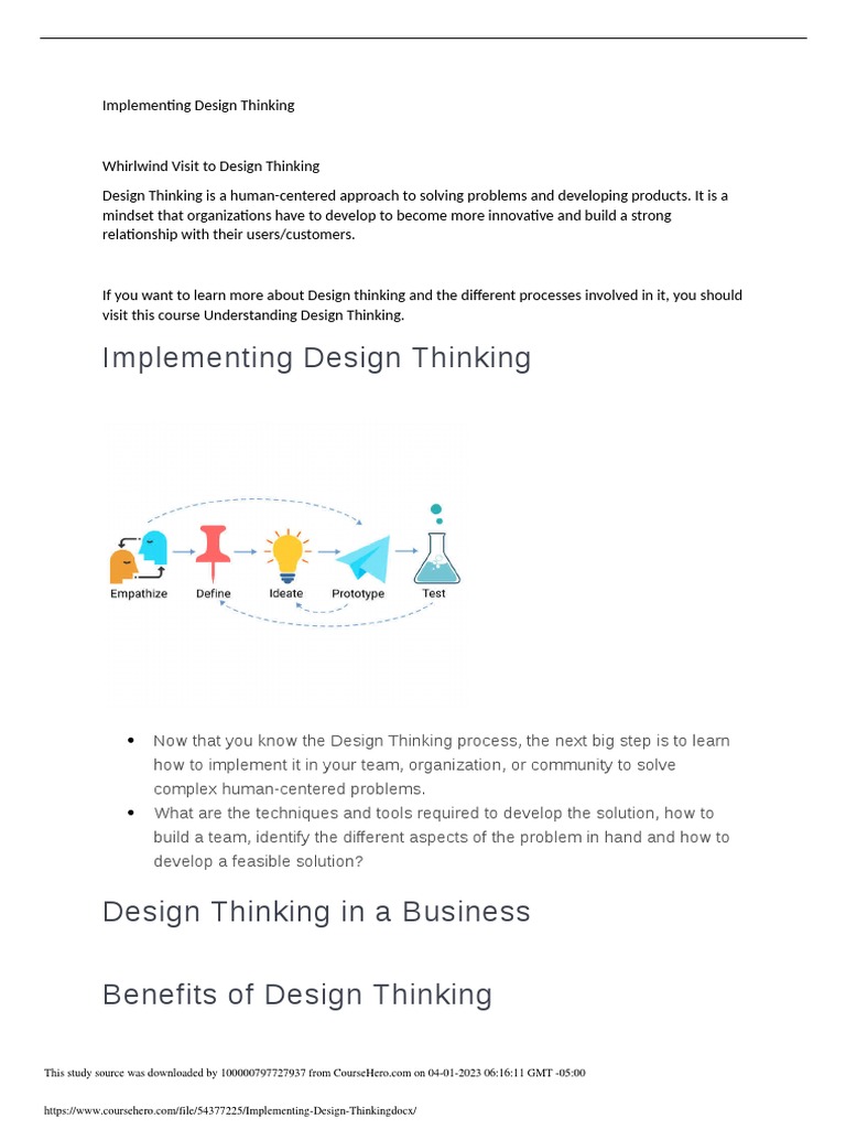 Implementing Design Thinking Strategies | PDF | Design Thinking | Prototype
