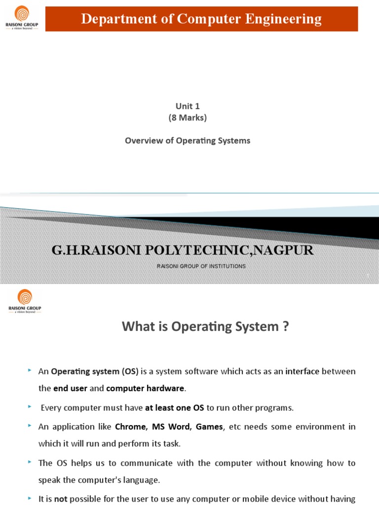 Unit 1 OSY Presentation | PDF | Operating System | Process (Computing)