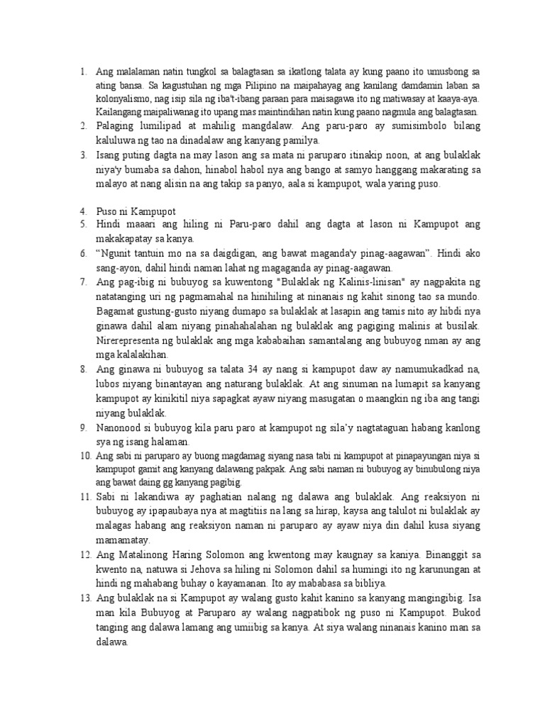 Bulaklak NG Kalini Linisan | PDF