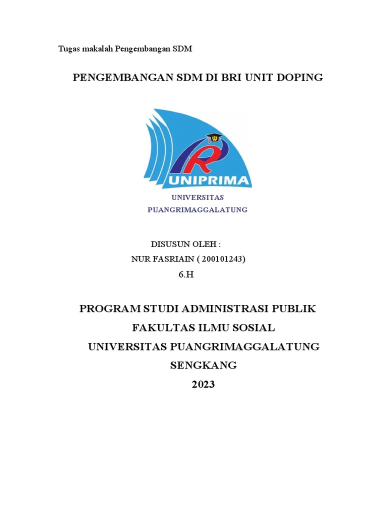Pengembangan SDM Di Bri Unit Doping | PDF | Karier & Perkembangan | Bisnis