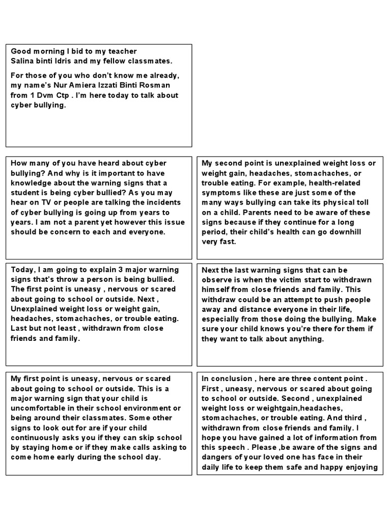 Index Card | PDF | Bullying | Cyberbullying
