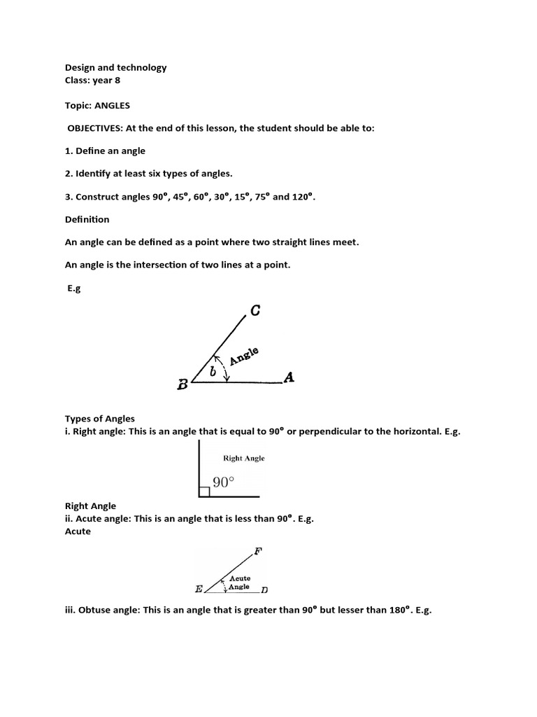 ANGLES Yr 8 | PDF | Angle | Geometric Measurement
