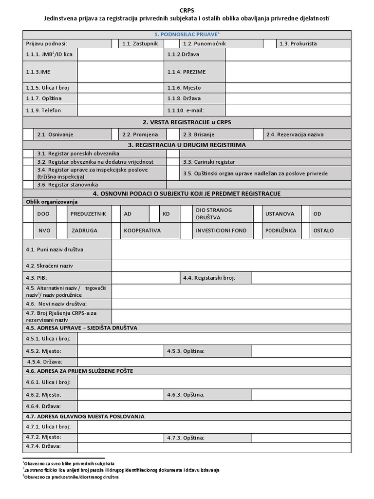 Jedinstvena Registraciona Prijava | PDF