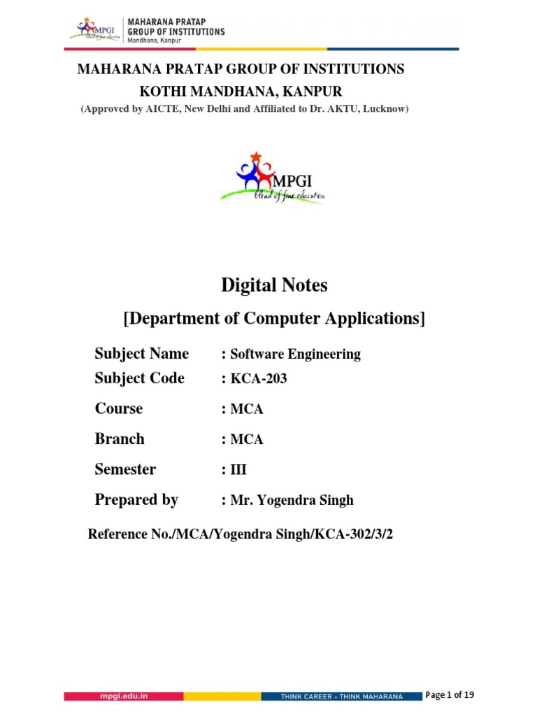 Digital Notes: (Department of Computer Applications) | PDF | Conceptual ...
