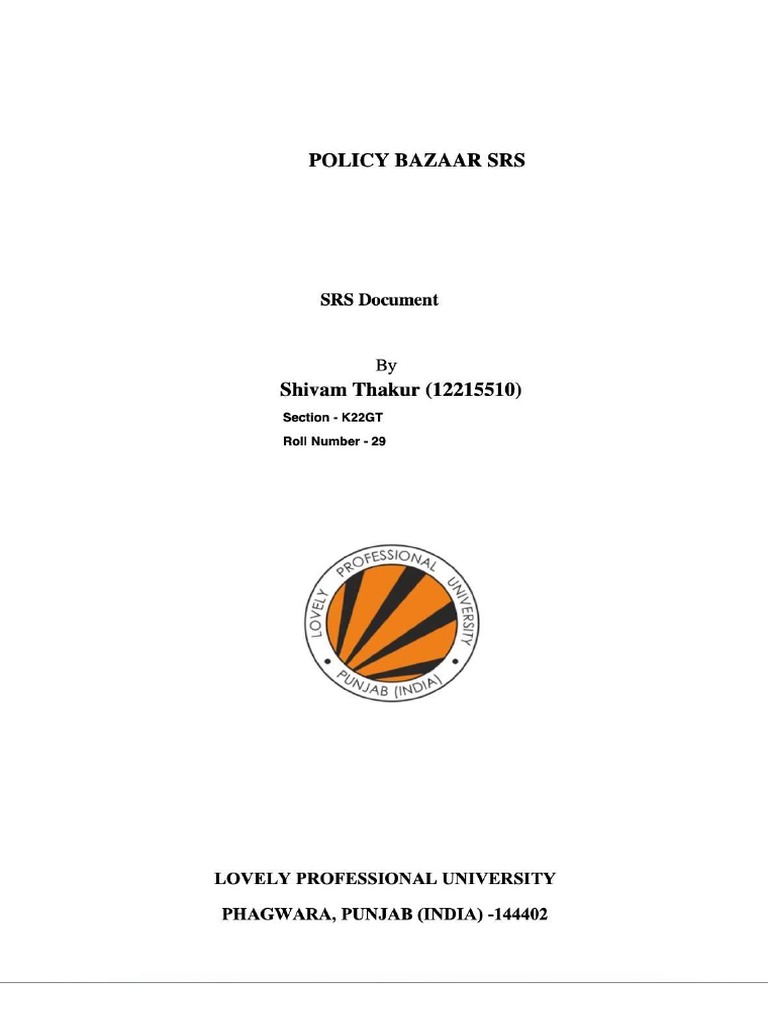 Srs On Policy Bazaar | PDF