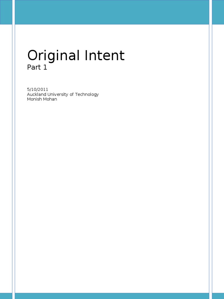 Original Intent - Monish Mohan | PDF | Intention | Consciousness