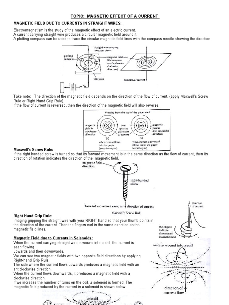 Magnetic Effect of A Current | PDF | Magnetic Field | Relay