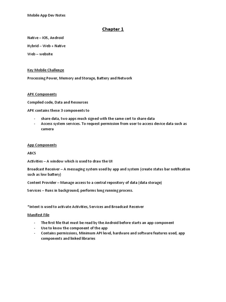 MAD Notes | PDF | Mobile App | Android (Operating System)