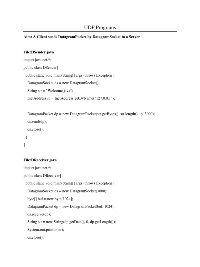 UDP Programming | PDF | String (Computer Science) | Client–Server Model