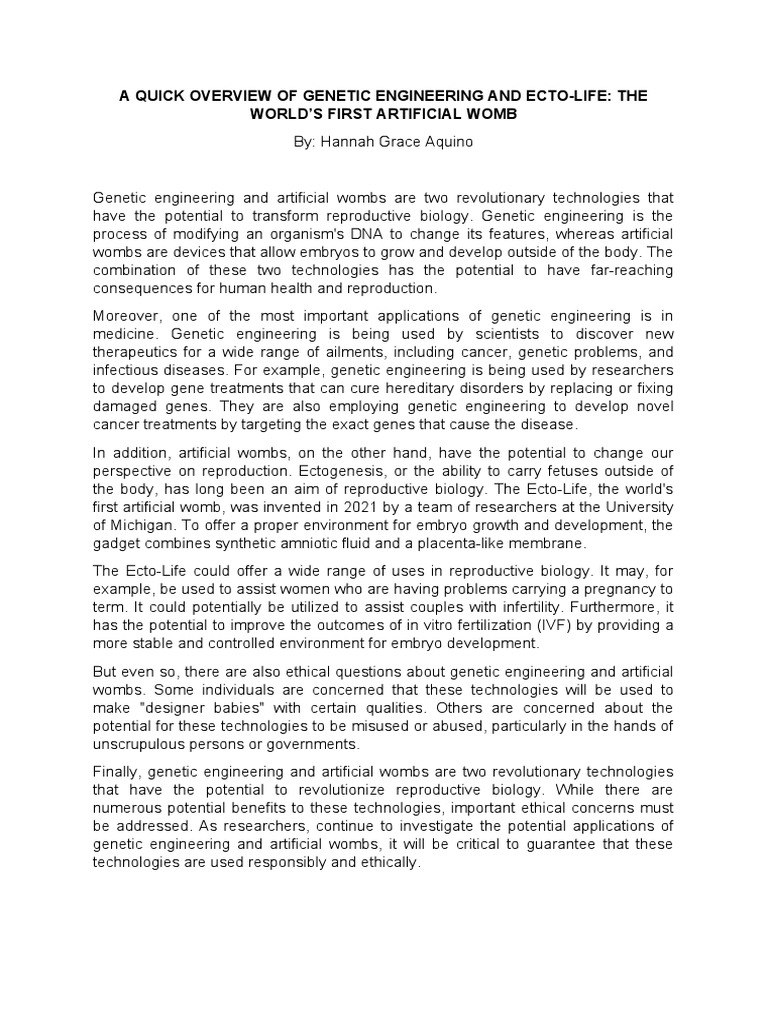 A Quick Overview Of Genetic Engineering And Ecto Pdf Genetic