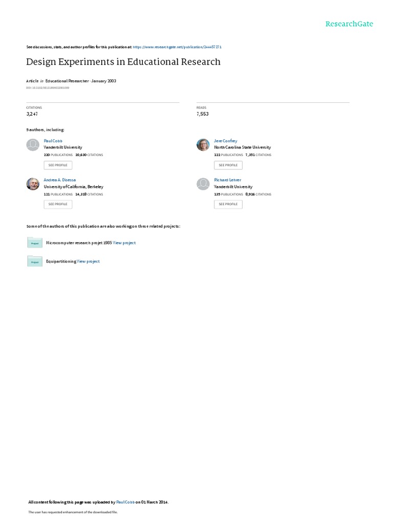 Design Experiments in Educational Research - Ref Material | PDF ...