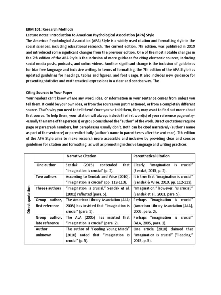 ERM 101 Research Methods - Lecture Notes - Introduction To American ...
