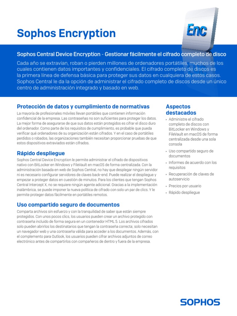Sophos Encryption: Sophos Central Device Encryption - Gestionar ...