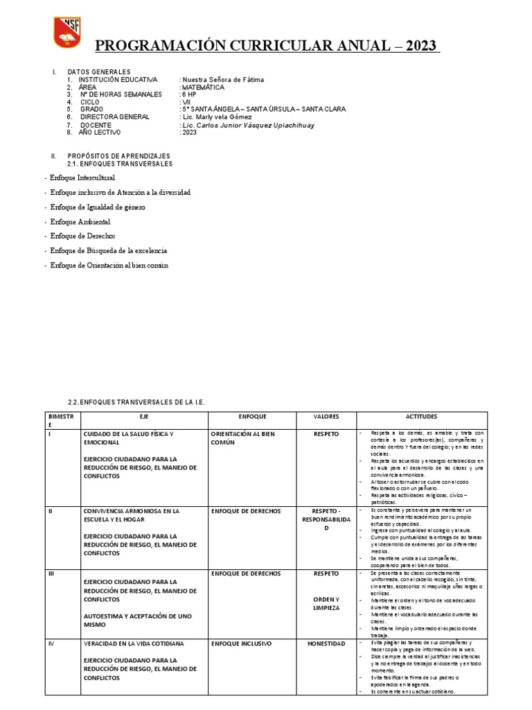 5to Matematica Programación Anual 2023 | PDF | Ecuaciones | Geometría