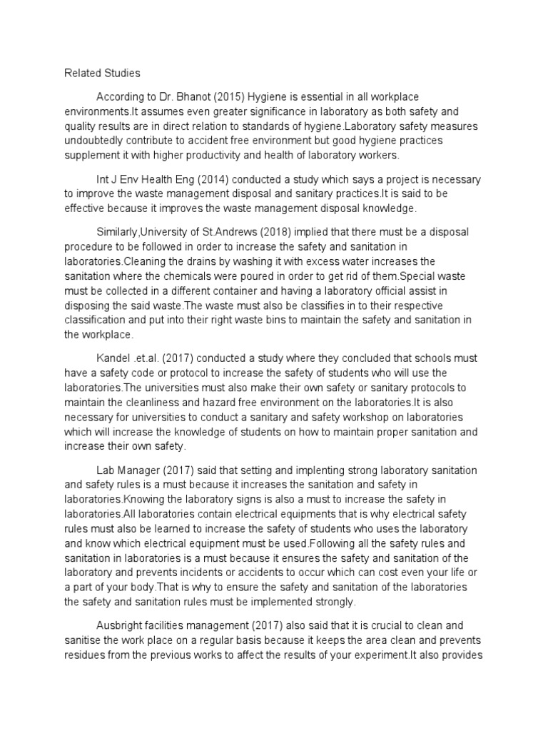 Chapter 2 (RRL SAMPLE) | PDF | Laboratories | Sanitation