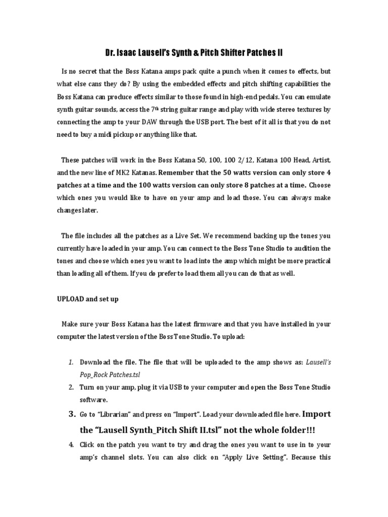 Katana Synth & Pitch Shifter II | PDF | Guitars | Harmony