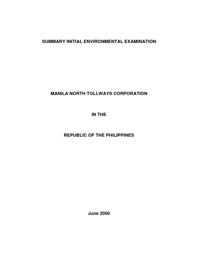 Summary Initial Environmental Examination | PDF | Environmental Impact ...