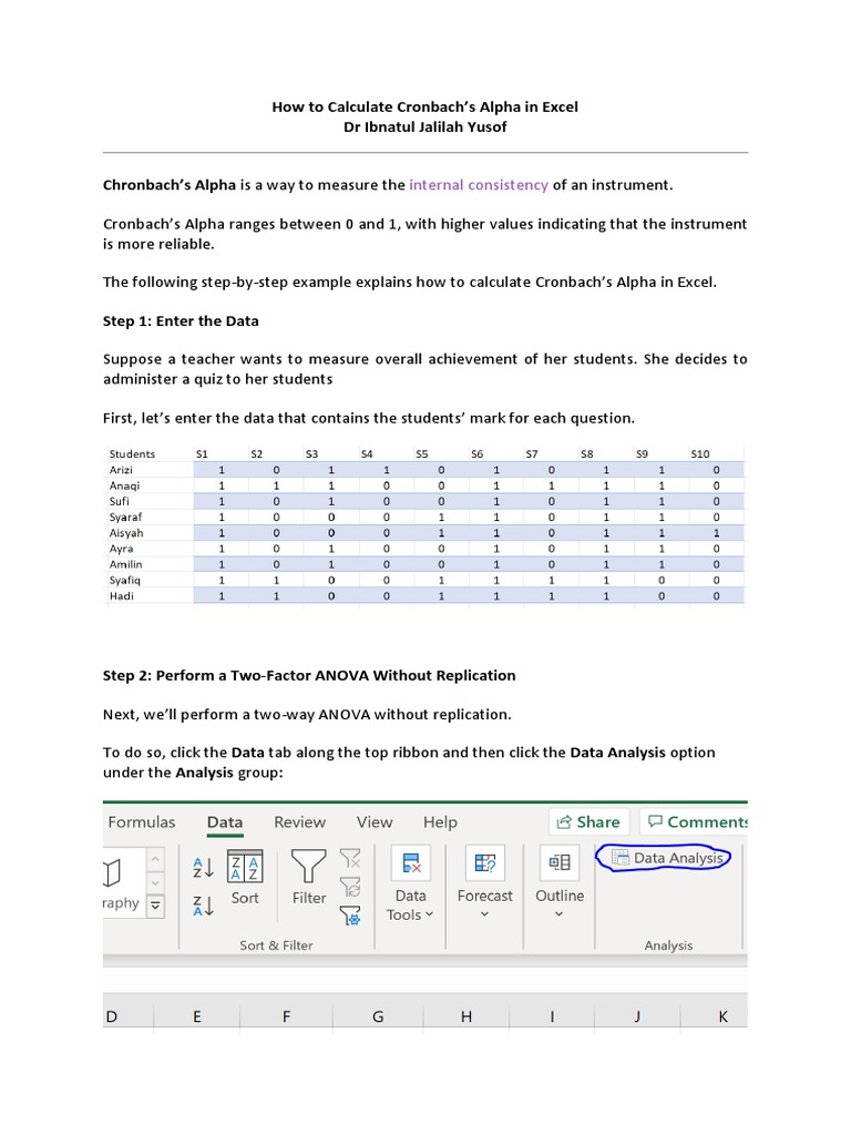 Guideline Cronbach Alpha Analysis Pdf