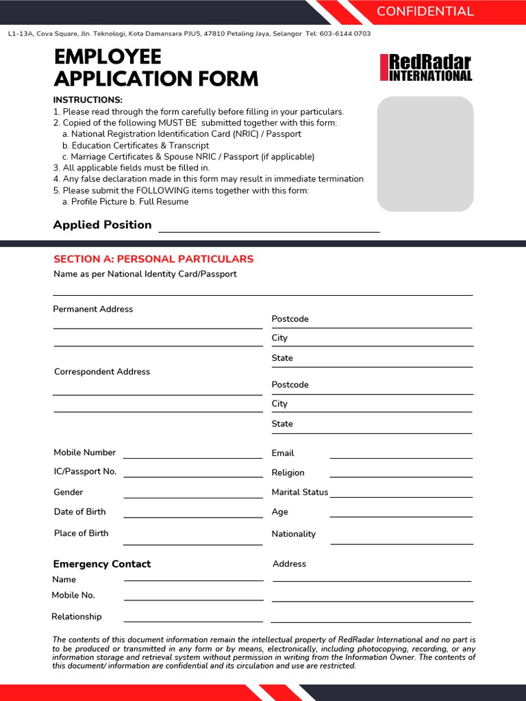 Employee Application Form Instructions | PDF | Identity Document ...