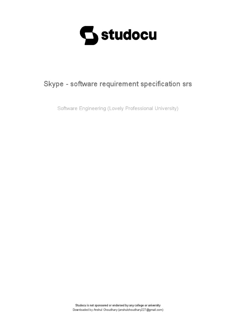 Software Requirements Specification Template Skype Software Requirement Specification Srs