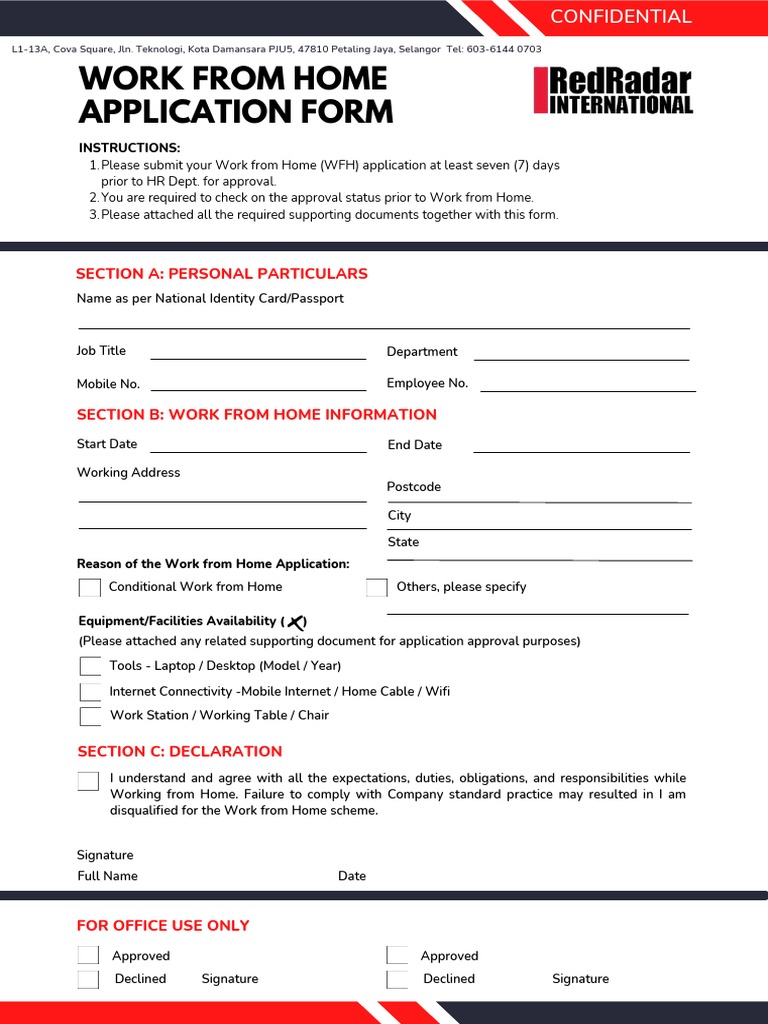 Work From Home Application Form | PDF | Computing