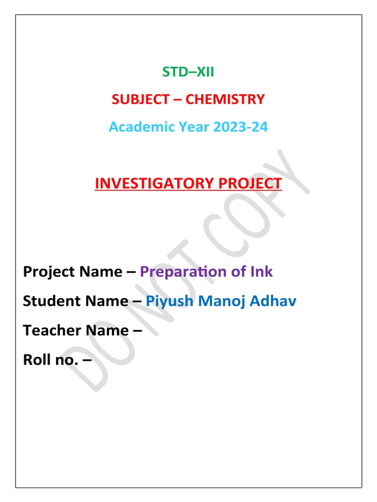 Chemistry Project | PDF
