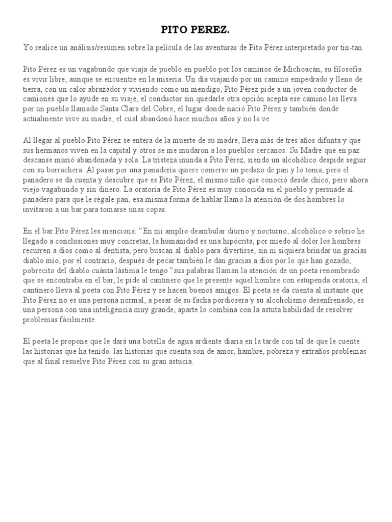 Análisis de Pito Pérez y su filosofía | PDF