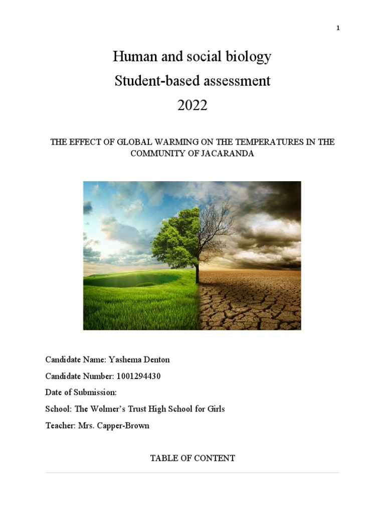 Human and Social Biology SBA | PDF | Atmosphere Of Earth | Climate Change