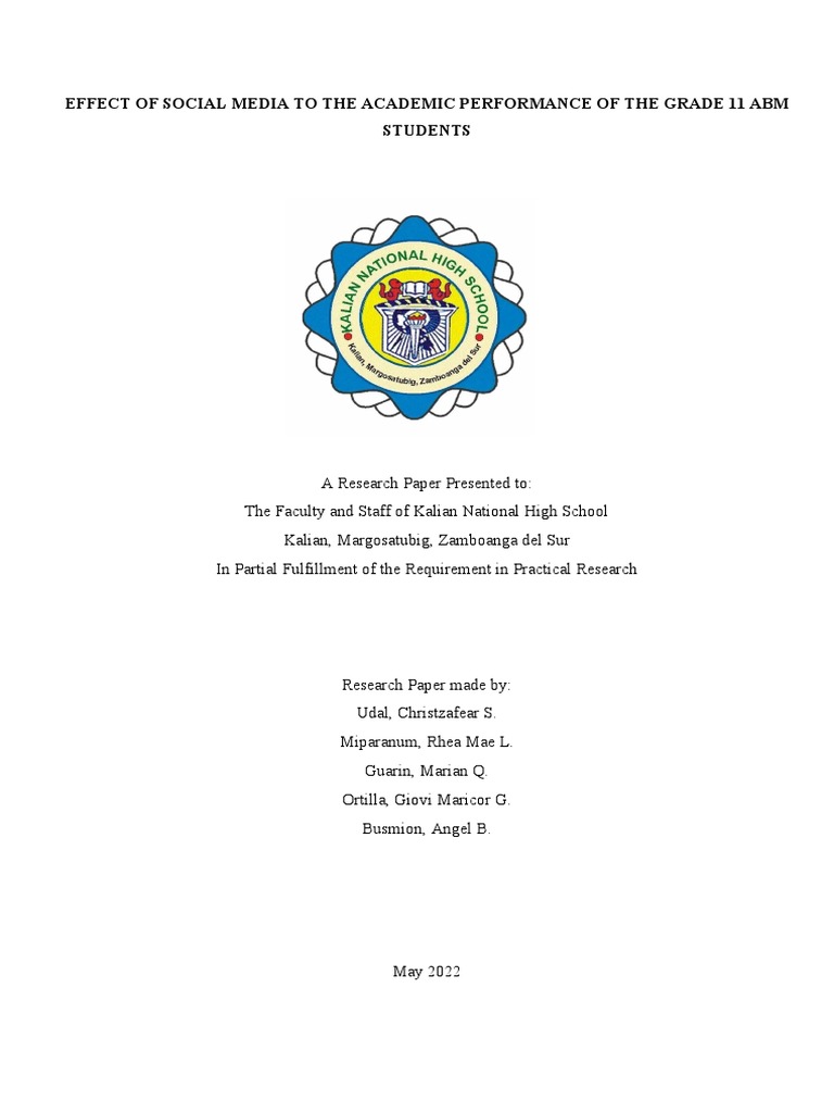 Effect of Social Media To The Academic Performance of The Grade 11 Abm ...
