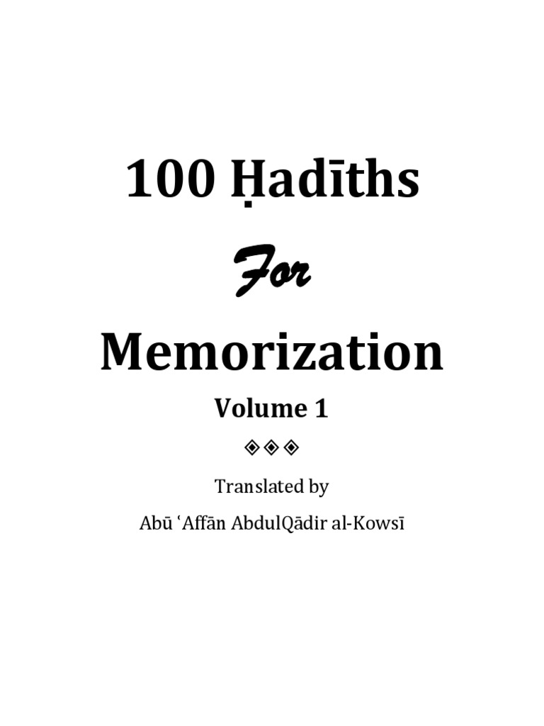 100 Adīths For Memorization Vol. 1-2 | PDF | God In Islam | Hadith