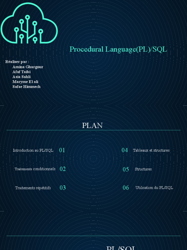 Procedural Language (PL) /SQL: Réaliser Par: Amina Ghargour Afaf Taibi Asia Sahli Maryme El Ali ...