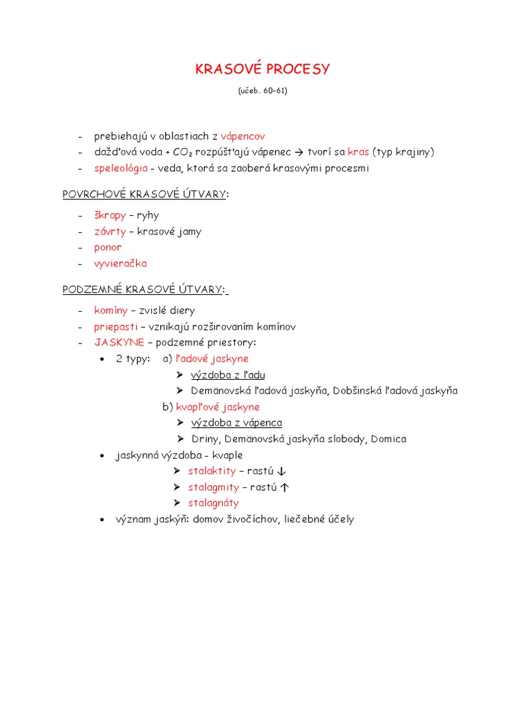 Poznámky - Krasové Procesy | PDF