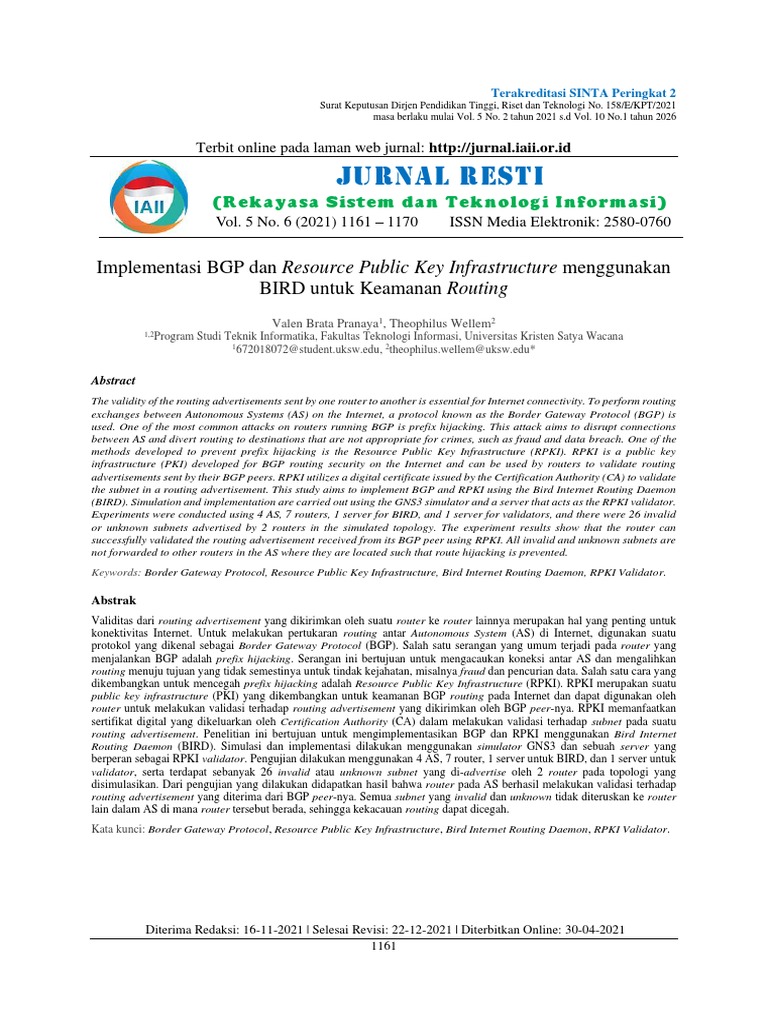 Implementasi BGP Dan Resource Public Key Infrastructuremenggunakan BIRD ...
