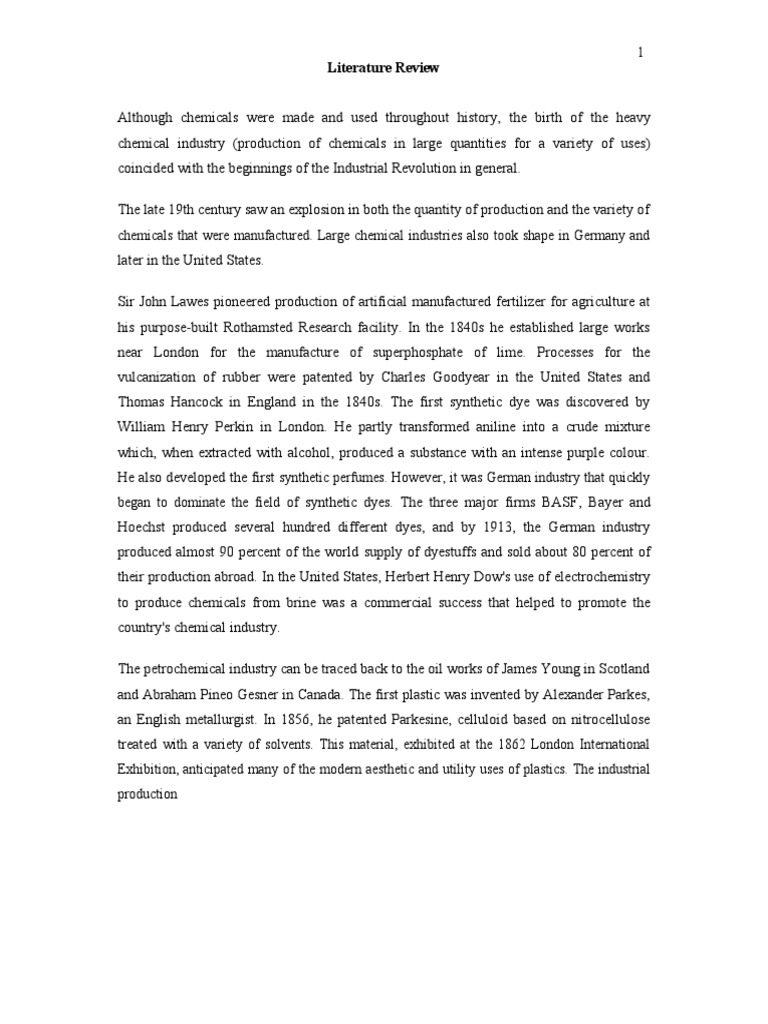 Literature Review | PDF | Chemical Industry | Chemical Substances