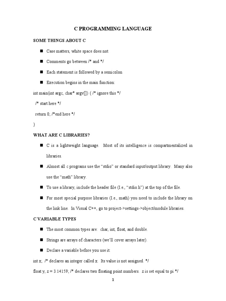 C Language Word | PDF | Control Flow | C (Programming Language)