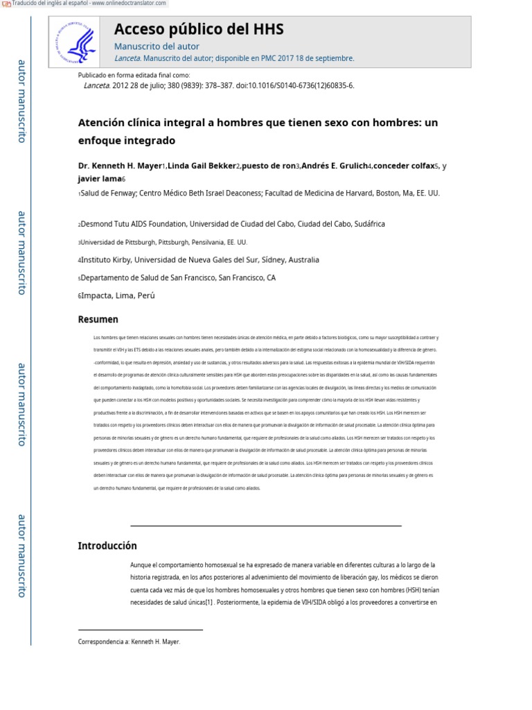 Cuidado Clinici de HSH - En.es | PDF | Hombres que tienen sexo con ...