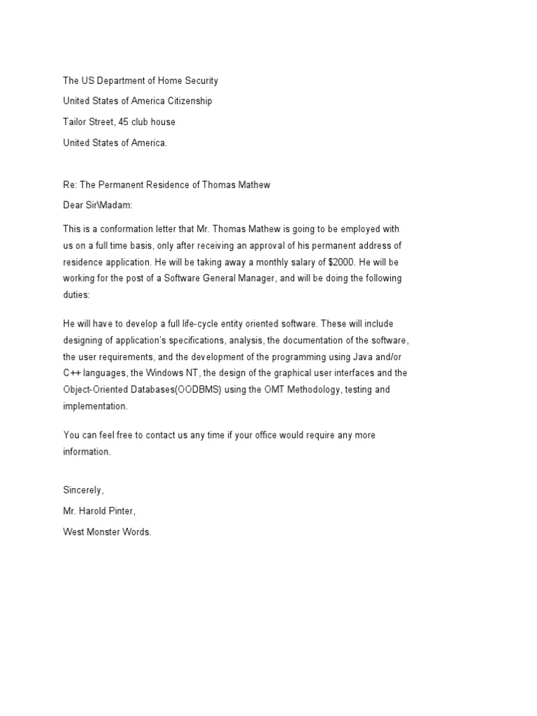 Employment Verification Letter | PDF Employment Verification Letter | PDF
