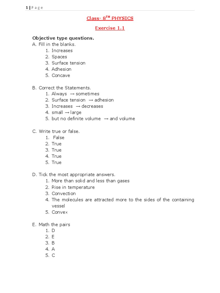 Phy Ex. 1.1 Solution | PDF | Gases | Liquids