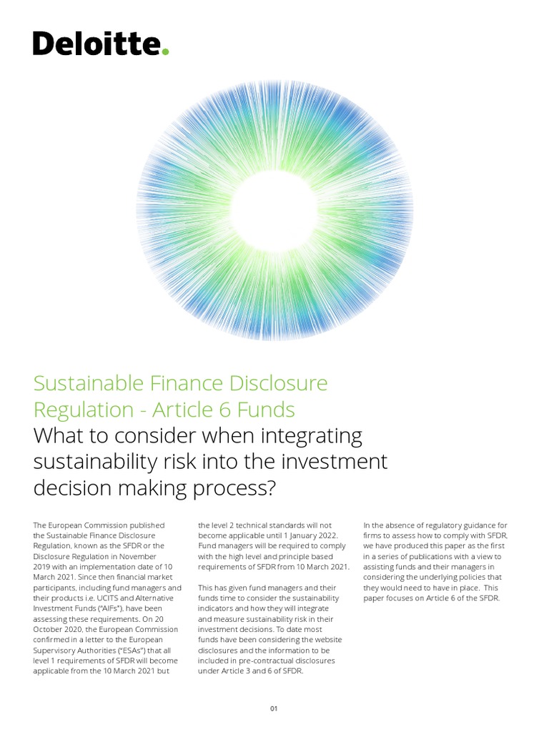 Deloitte (2021) IE - SustainableFinanceDisclosureReg - FINAL | PDF ...