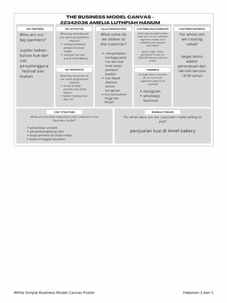 White Simple Business Model Canvas Poster | PDF