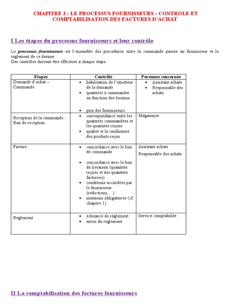 Contrôle et comptabilisation des factures | PDF | Facture | Taxe sur la ...
