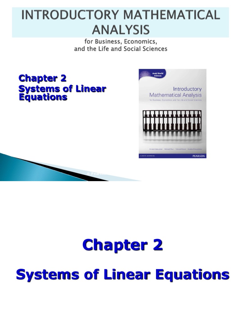 Math103 - Chapter 2 Systems of Linear Equations | PDF | Equations | System Of Linear Equations
