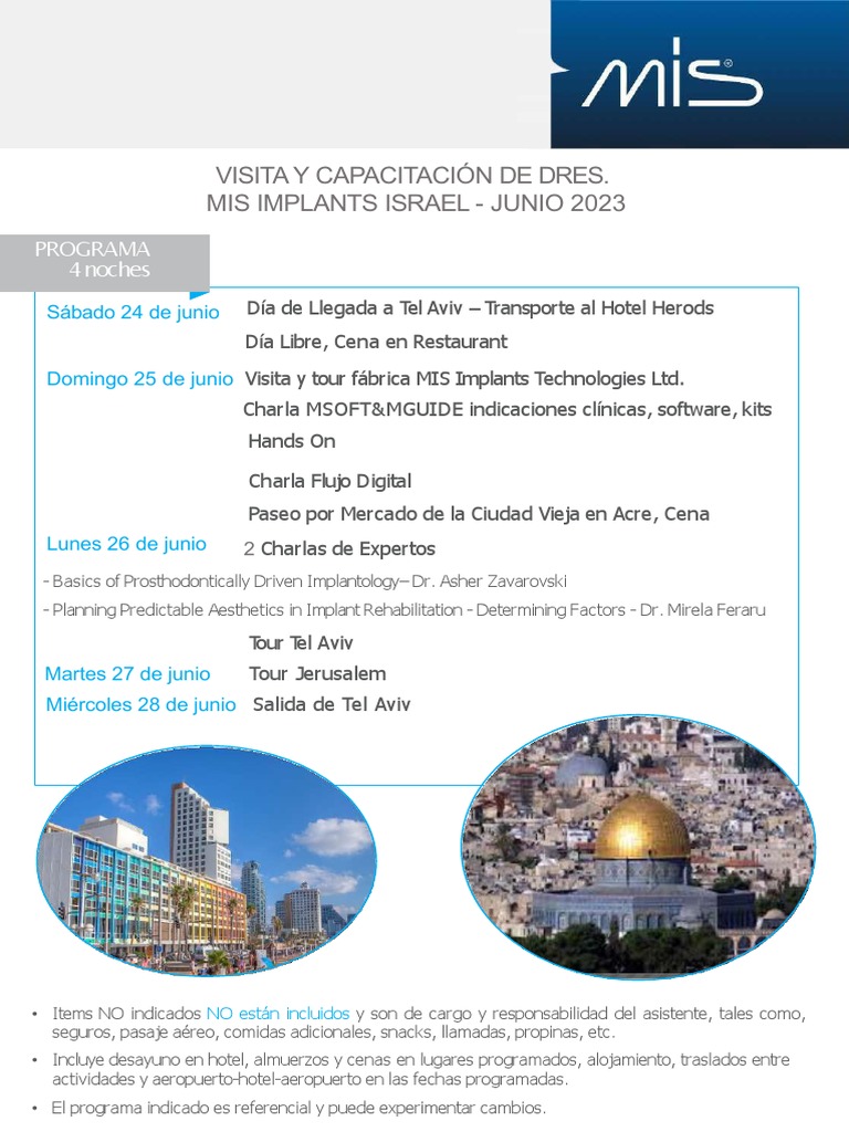 Visita Y Capacitación de Dres. Mis Implants Israel - Junio 2023 | PDF