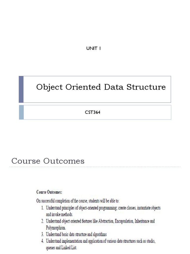 Object Oriented Data Structure: Unit 1 | PDF | Java (Programming Language) | Object Oriented ...