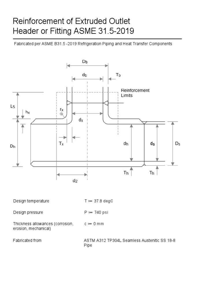 Reinforcement of Extruded Outlet Header or Fitting ASME 31.5-2019 | PDF ...