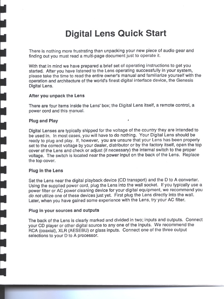 Genesis Digital Lens Owners Manual | PDF