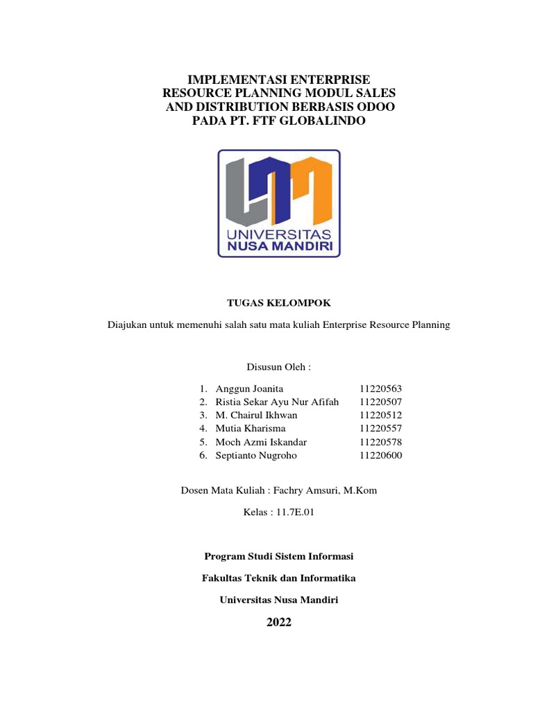 File Makalah Tugas Kelompok 4 Matkul ERP | PDF